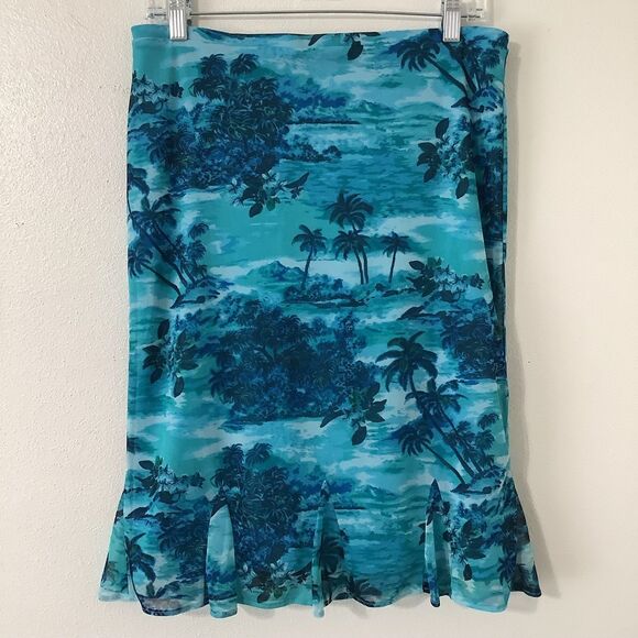Express | Skirts | Vintage Y2k Express Blue Beachy Tropical Mermaidcore ...